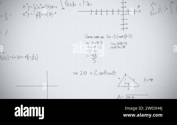 Digitally generated animation of mathematical equations appearing on ...