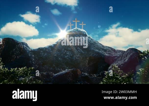 Golgotha hill outside ancient Jerusalem where Jesus Christ was ...