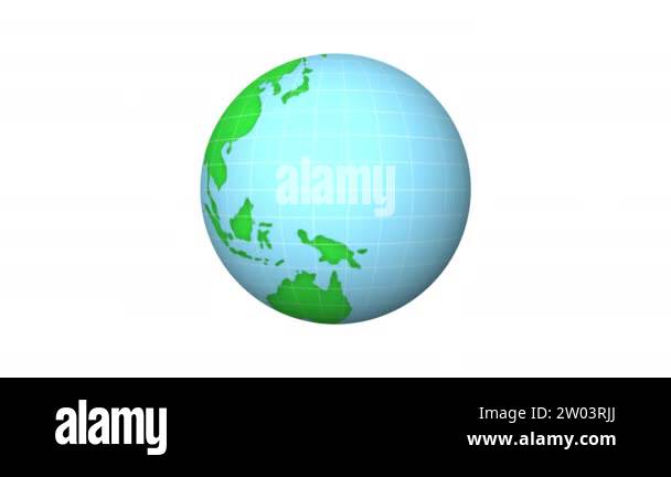 Loop earth animation.Cartoon animation of world rotating with grid line ...