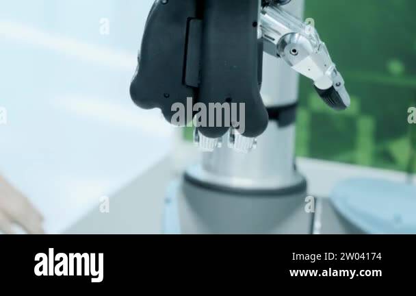 Modern technology today. Robotic human arm is a manipulator. Modern ...