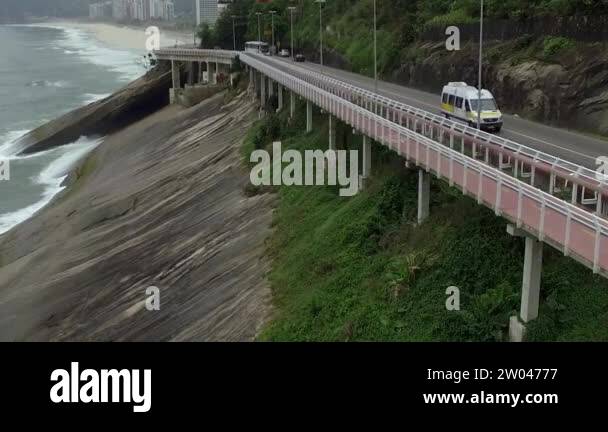 Highway by the sea. Wonderful road and bike path. Bicycle and road ...