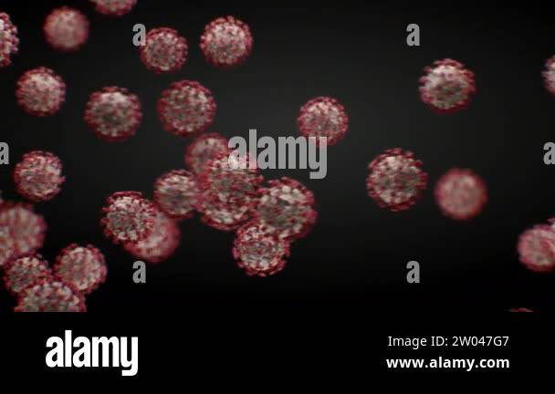 Coronavirus Covid-19 Viral Agents Moving on Black Background and Green ...