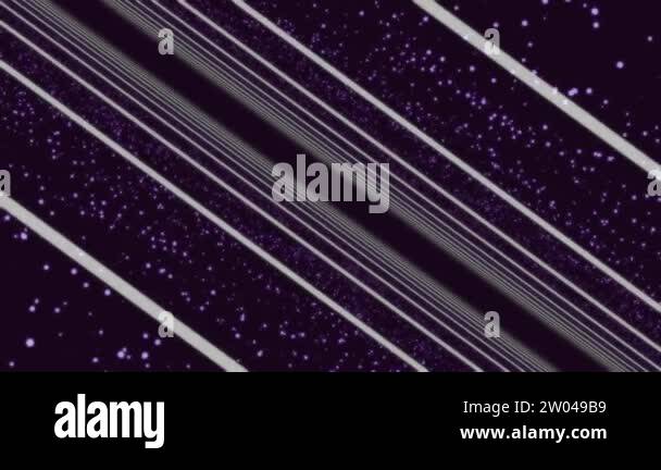 Straight white lines moving and rotating with small dots on purple ...