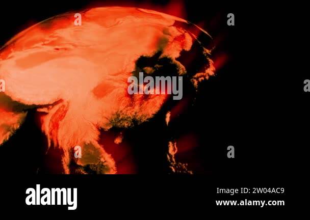 Global warming globe shows radiation and temperature. Climate change ...