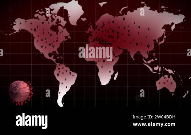 Coronavirus (COVID-19) animated background. 4K. Seamless LoopWorld Map ...