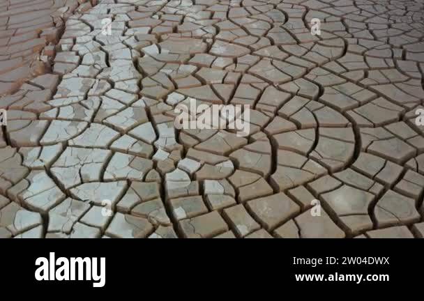 Desert. Aerial view of a beautiful cracks in the ground. texture, deep ...