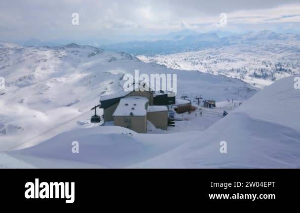 Observe the scenic snowy Alps in winter season, the top station of ...