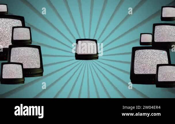 Perfect retro-futuristic 80s blue animation with blinking vintage ...