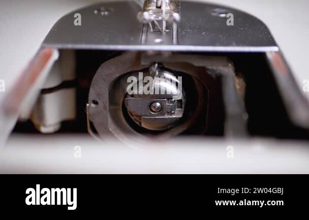 Mechanism of Operation of the Sewing Machine. Shuttle Hook System. Slow ...