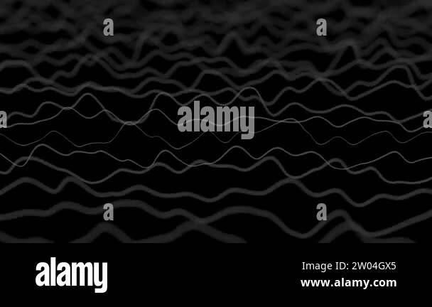 White lines forming distorted field visualization on black background ...