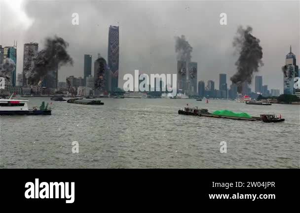 China Shanghai Under Attack with buildings destroyed ...