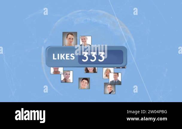 Digitally generated animation of a like button with increasing number ...