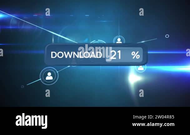 Digitally generated animation of a download progress bar with profile ...