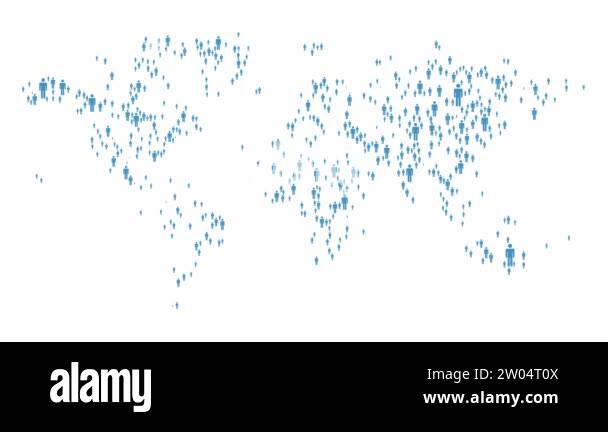 World Map - Global Human Connection. Spreading World Map. Animation. 4K ...