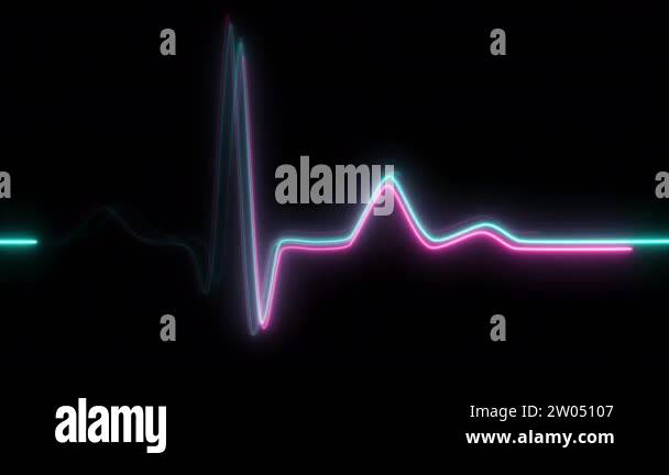 Neon heartbeat on black isolated background. 4k seamless loop animation ...