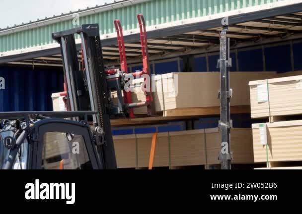close-up. warehouse. unloading of the truck. unloading goods from the ...