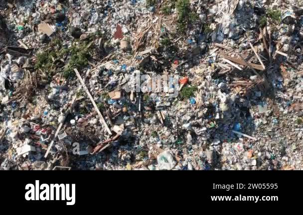 Pollution concept. Garbage pile in trash dump or landfill ...