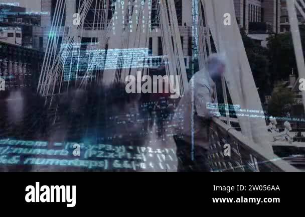 Digital animation of program codes in the screen with background of a ...