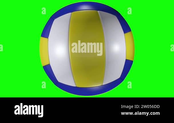3D animation, volleyball ball rotating to right on green screen ...