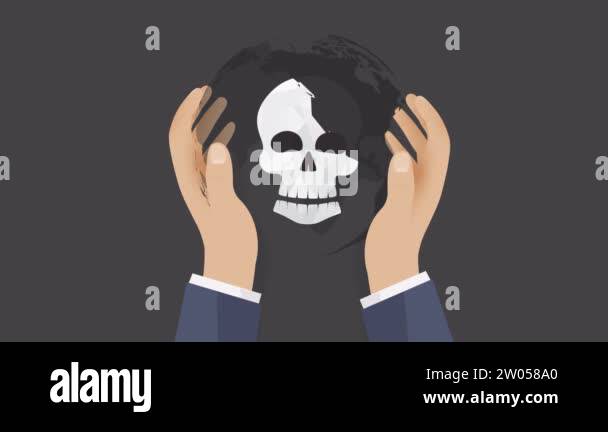 human skull in hands as a symbol of global danger Stock Video Footage ...