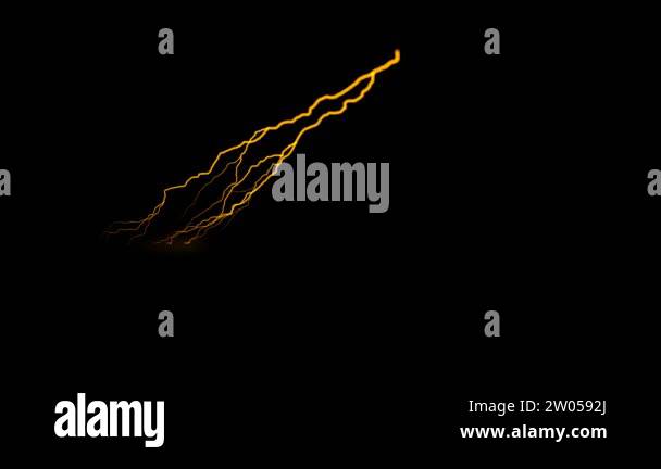Realistic lightning strike animation over black background with the ...