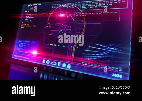 Artificial Intelligence On Computer Screen Deep Machine Learning