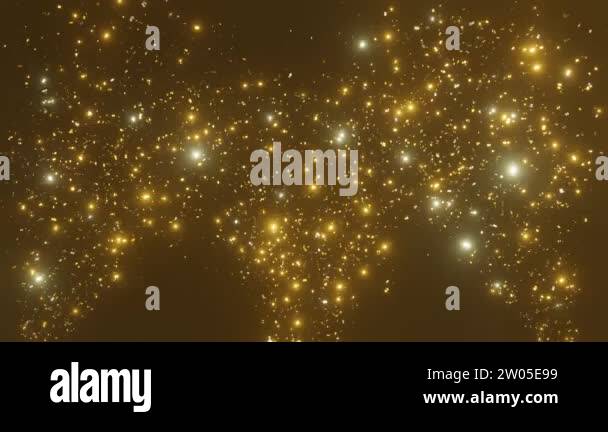 Golden confetti shoots and falls down on the black screen. Bright ...