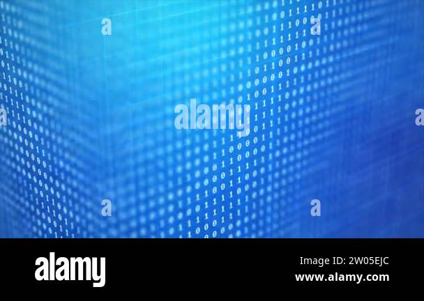 3D render Binary code digit number on blue background for cyber futuristic technology concept ...