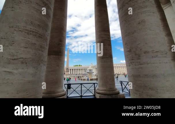 Great Famous Famous colonnade of St. Peters Basilica in Vatican city in ...