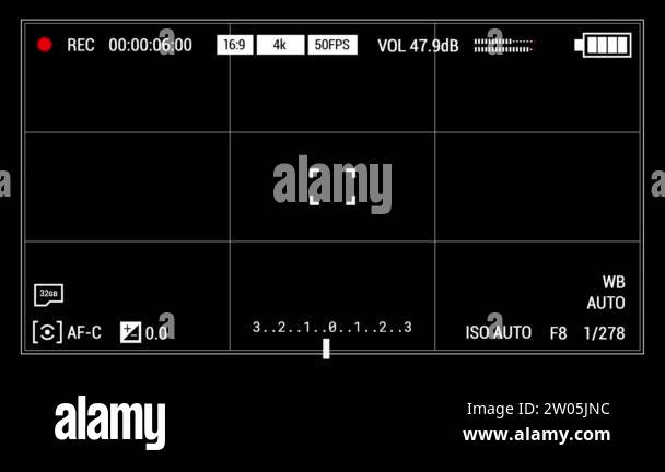 4k animated camera viewfinder overlay background with . Widescreen ...