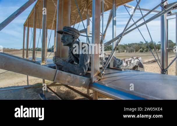 Orville Wright Sculpture on Flyer Model at their Memorial Depicting the ...