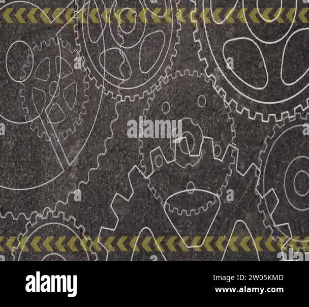 movement of the mechanism of the rotating gears on a texture background ...