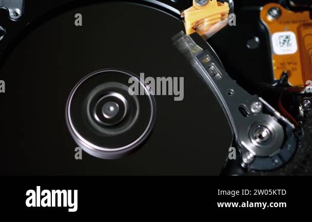 Hard Disk Drive Inside. Structure of HDD, Spinning Platter. Move ...
