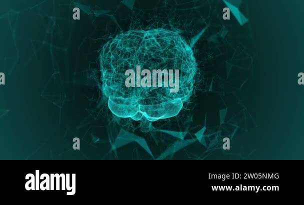 Human Brain Being Formed By Revolving Particles Plexus Structure Evolving Around Blue Abstract