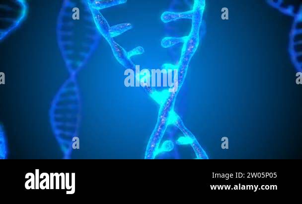 Abstract glittering DNA double helix with depth of field. Animation of ...