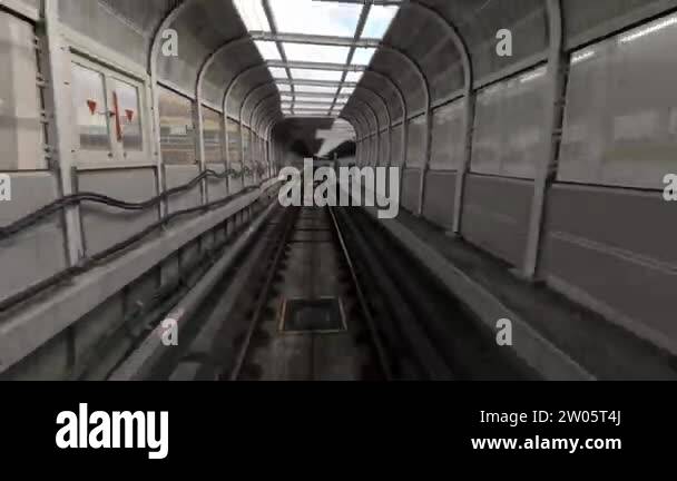 4k, Point of view of automatic train moving through Taipei tunnels via ...