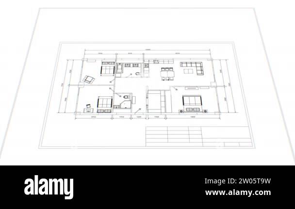 Abstract Apartments Building Process with Furniture on White Background ...