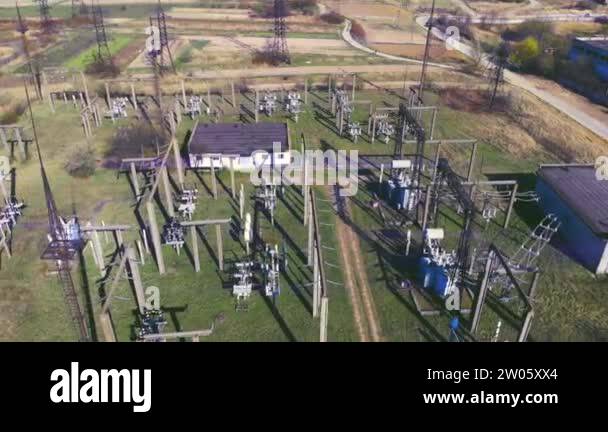 High voltage electrical substation. High voltage power plant for a ...