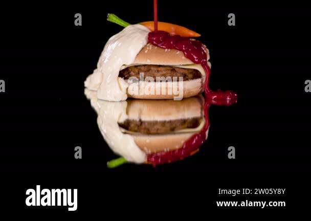 Chicken burger ketchup sauce Stock Videos & Footage - HD and 4K Video ...