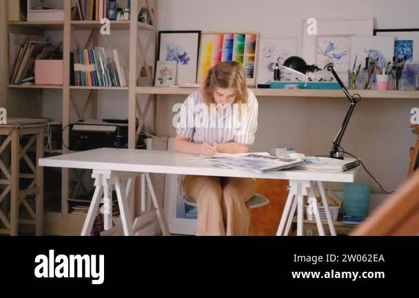 artist work sketching drawing project creativity Stock Video Footage ...