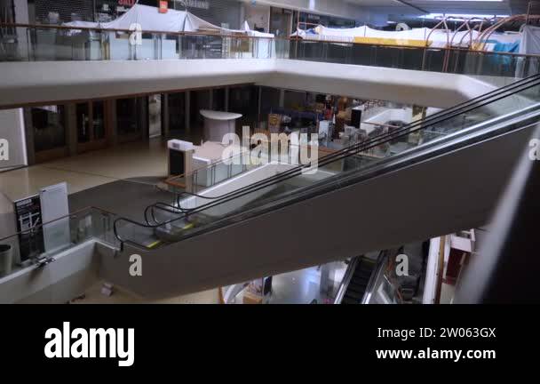 Department store with no customer, escalator with no people, no one ...