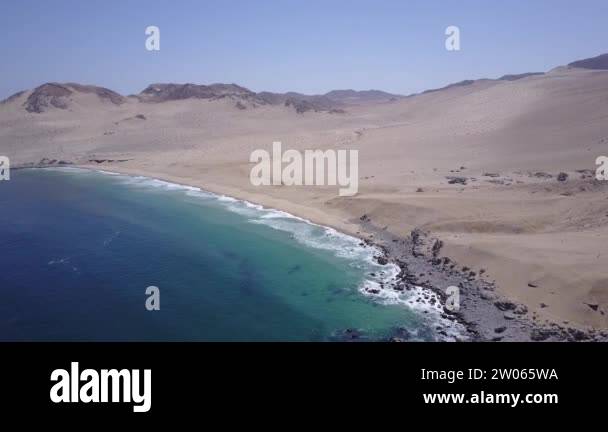 Cifuncho beach aerial footage at Atacama Desert the sunset ray lights ...