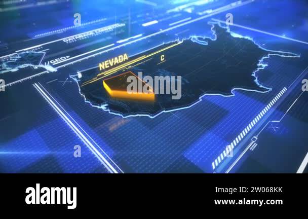 Nevada US state border 3D modern map with a name, region outline Stock ...