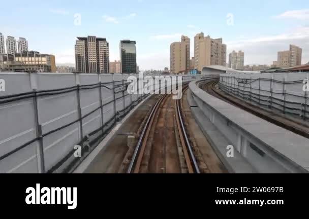 4k, Point of view of automatic train moving through Taipei tunnels via ...
