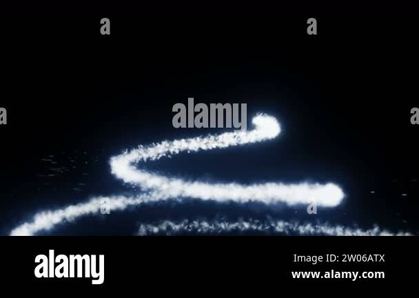 Airplane smoke on black background. Aerial cloud in the air. Realistic ...