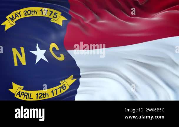 North Carolina (U.S. state) flag with highly detailed fabric texture ...
