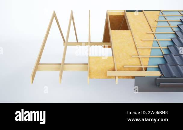 Cross section of roof construction, constructive and technological ...