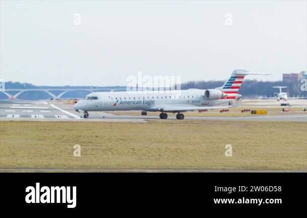 American Eagle Regional Jet Taxiing to Runway at Ronald Reagan National ...
