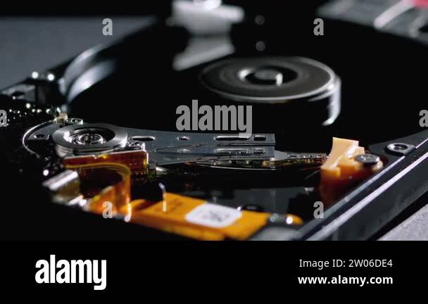 Hard Disk Drive Inside. Structure of HDD, Spinning Platter. Move ...