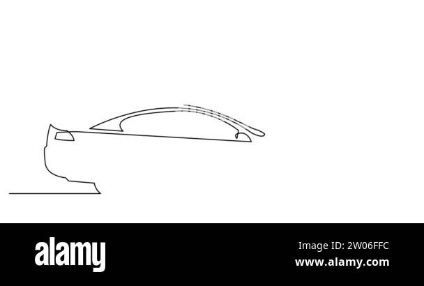 continuous line drawing of two cars moving in street traffic Stock ...